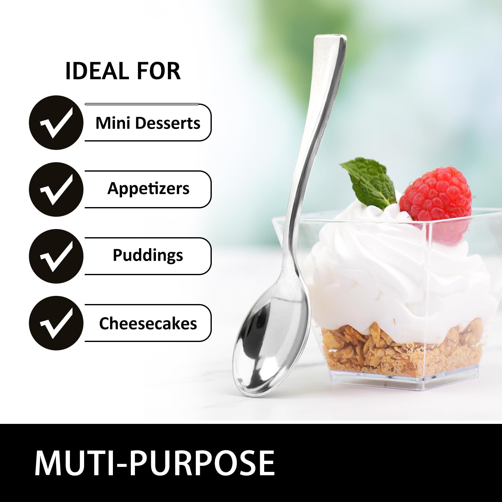 Snapklik.com : 4 Inch Silver Plastic Mini Spoons, 100 Pack Disposable ...