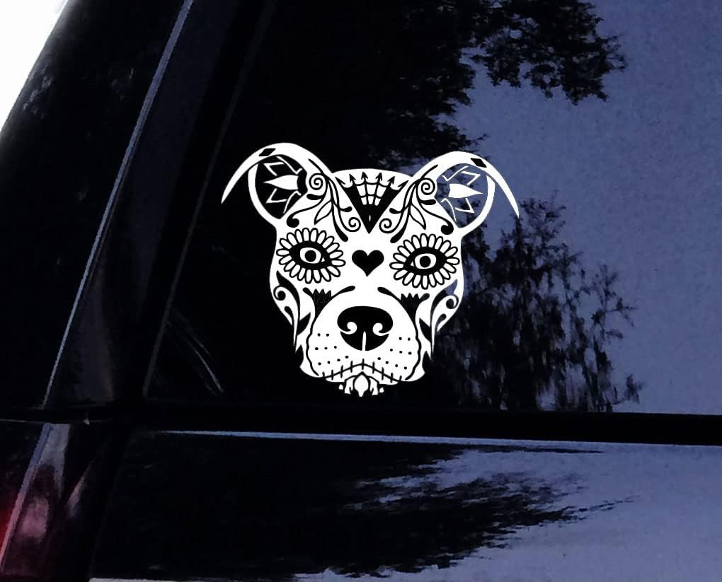 Amazon.com - Sugar Skull Pit Face - Pit Bull Dog Terrier Vinyl Car ...