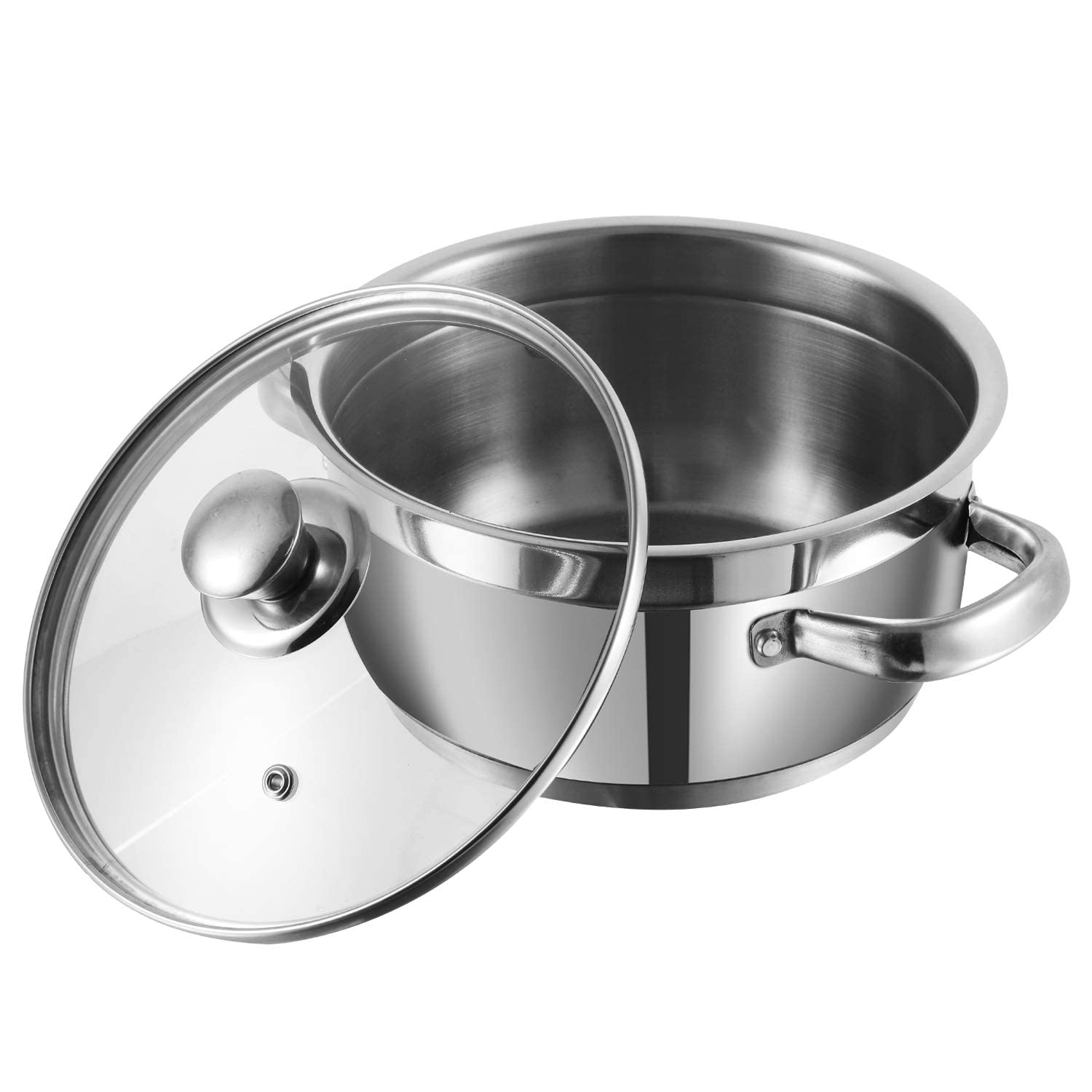 Nobel Stainless Steel Two Tone Casserole with Glass Vented Lid Heat ...