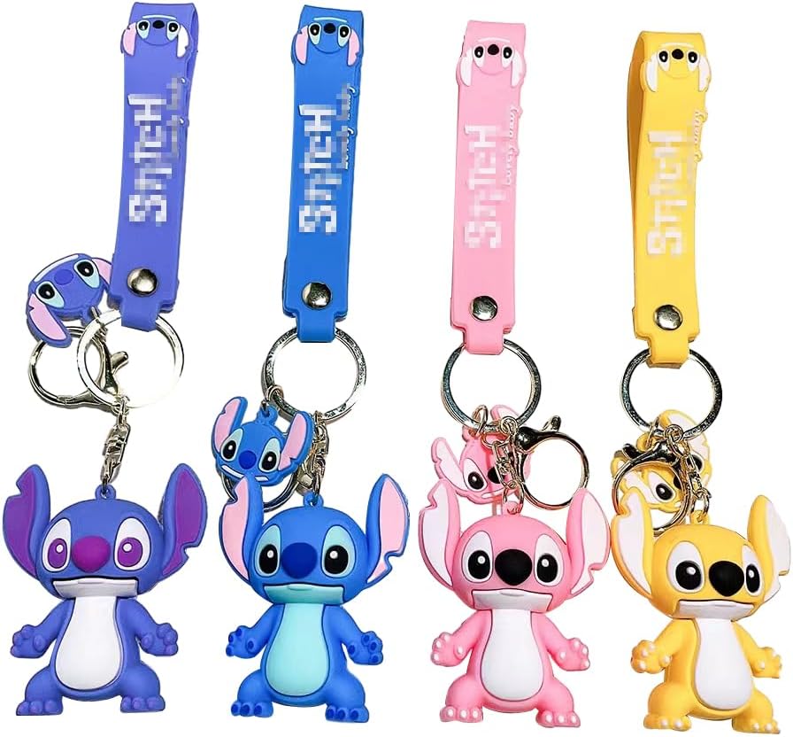 Intertest 4 Pcs Keychain Stich Keyring, Birthday Gift Kids Party ...
