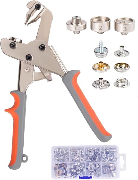 Snap Button Kit, BILLION GOLD Heavy Duty Snap Fastener Tool with 20 ...