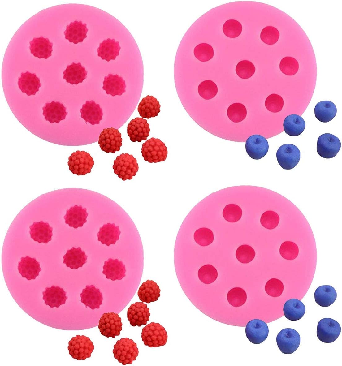 Amazon.com: Blueberry Silicone Mold 4 Pcs, Mini Strawberry Silicone ...