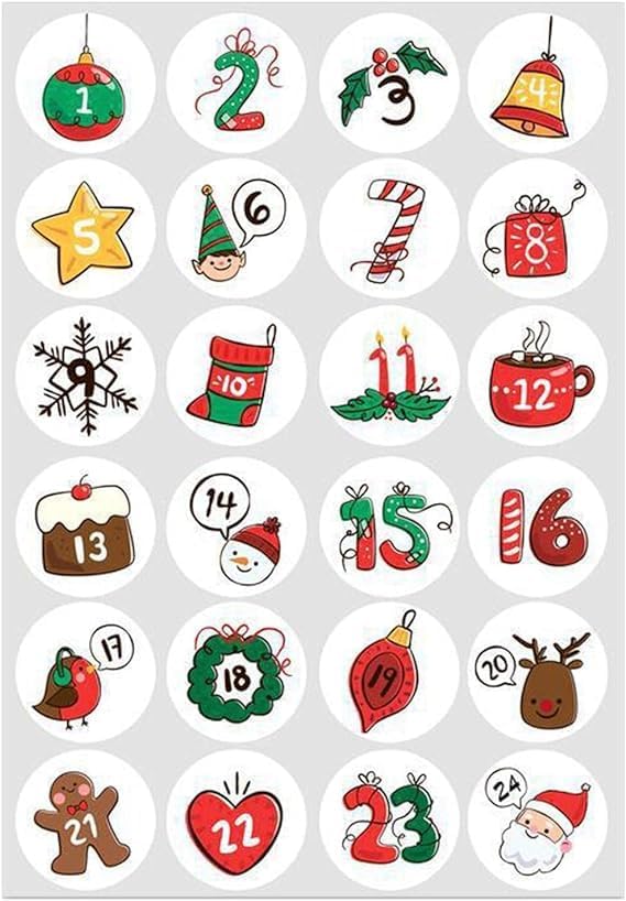 Amazon.com: Christmas Advent Calendar Numbers Sticker,Advent Calendar ...