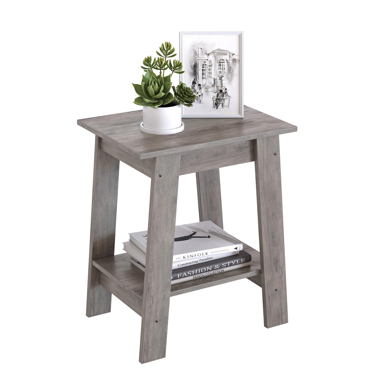 Amazon.com: End Table, Side Table with 2-Tier Storage Shelf, Sofa Table ...