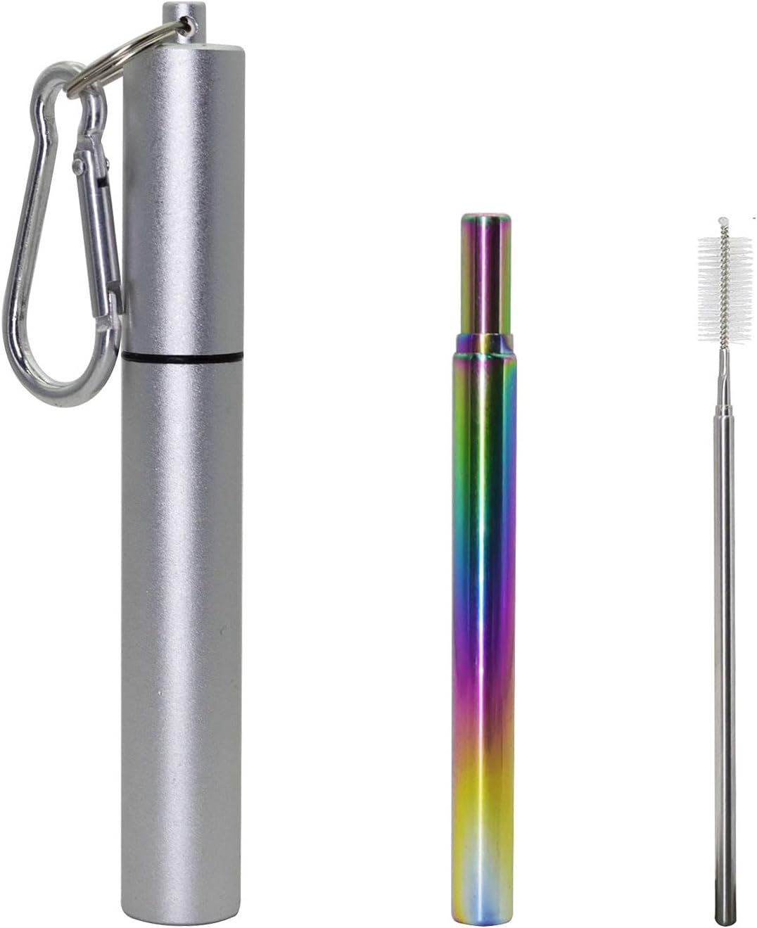 Amazon.com: Reusable Straws 5Pack Collapsible Portable Metal Straw ...