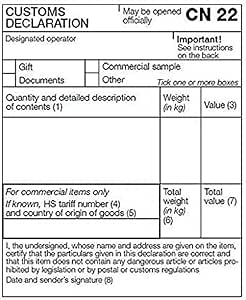 250 SELF ADHESIVE CUSTOMS DECLARATION FORMS LABEL CN22 ROYAL MAIL POST ...