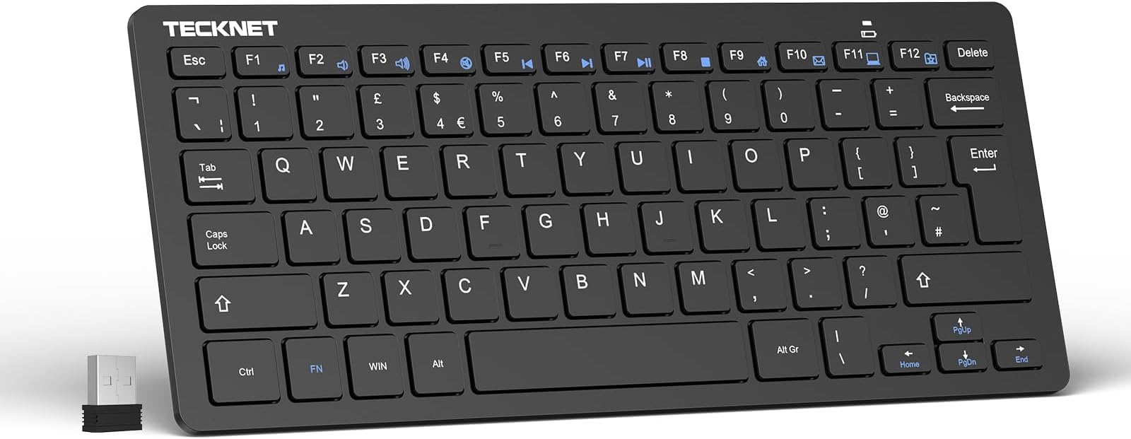 TECKNET 2.4G Wireless Keyboard For Windows/Chrome OS, UK Layout Compact ...