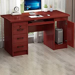 Amazon.com: RUNNUP Modern Computer Desk with Locking Drawers Simple ...