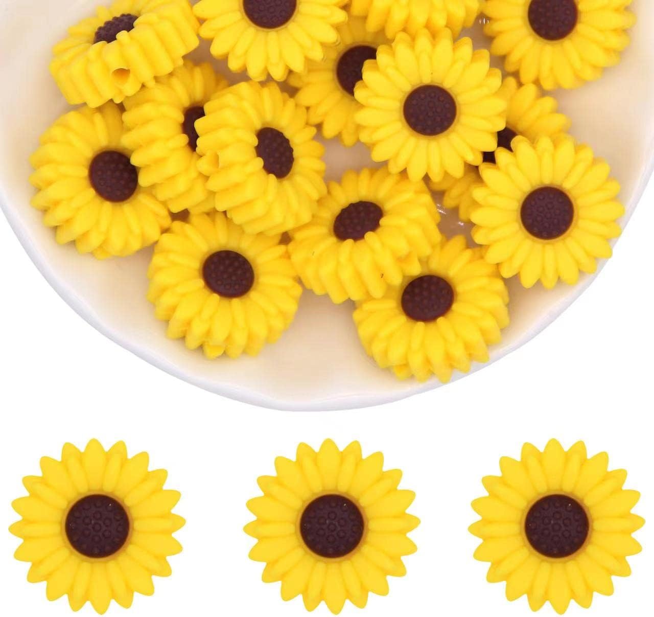 Amazon.com: KJMYYXGS Sunflower & Daisy Silicone Focal Beads - 15PCS ...