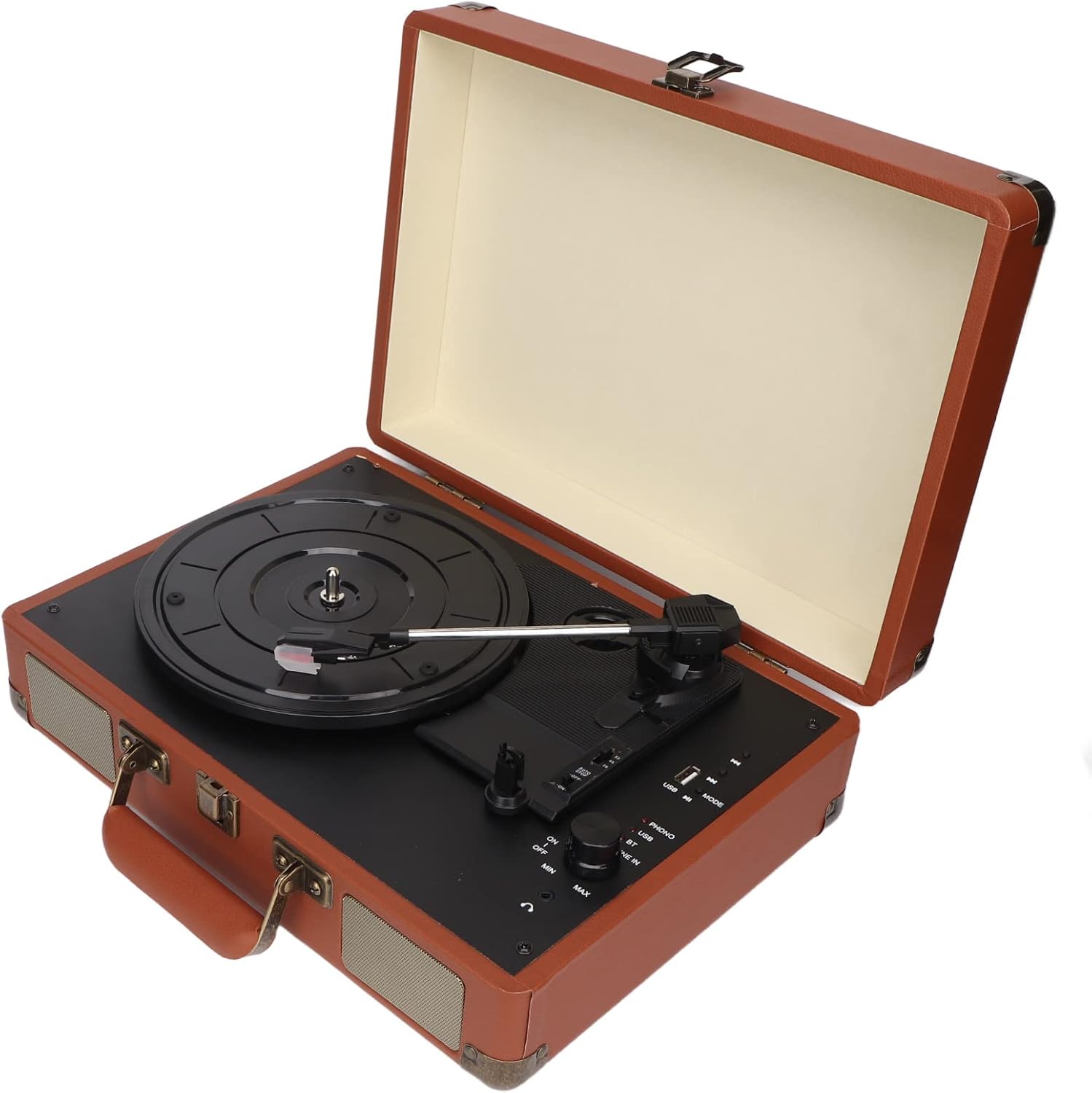 Vinyl Record Player Turntable with Built in BT Receiver, 3 Speed Retro ...