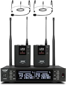 Amazon.com: SGPRO Dual Wireless Microphone System - Metal Transmitter & Receiver, 520-590 MHz ...