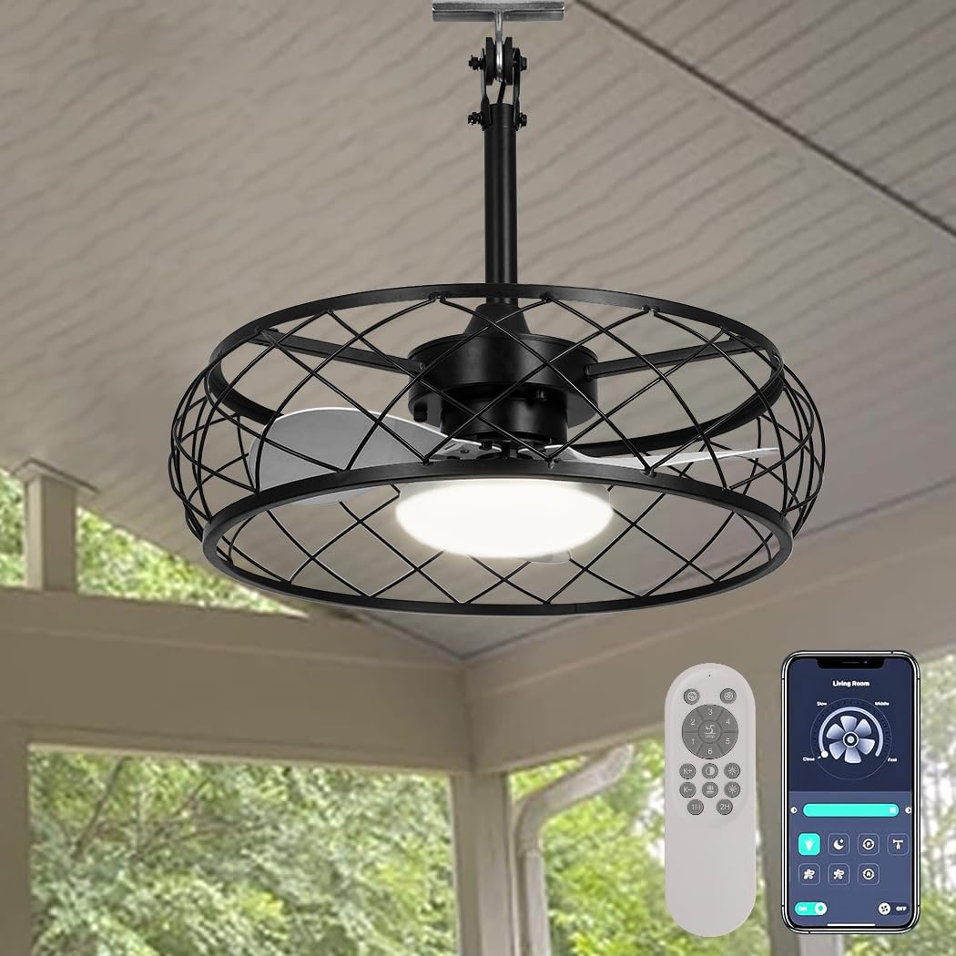 MUMENG Ceiling Fans with Lights 20IN, Plug in Ceiling Fan with 3 Color ...