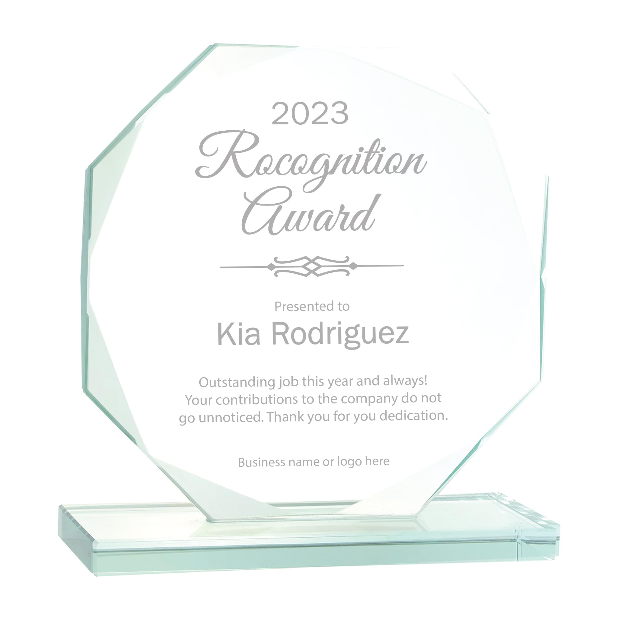 Amazon.com : Ravanox Personalized Octagon Jade Glass Award Plaque ...
