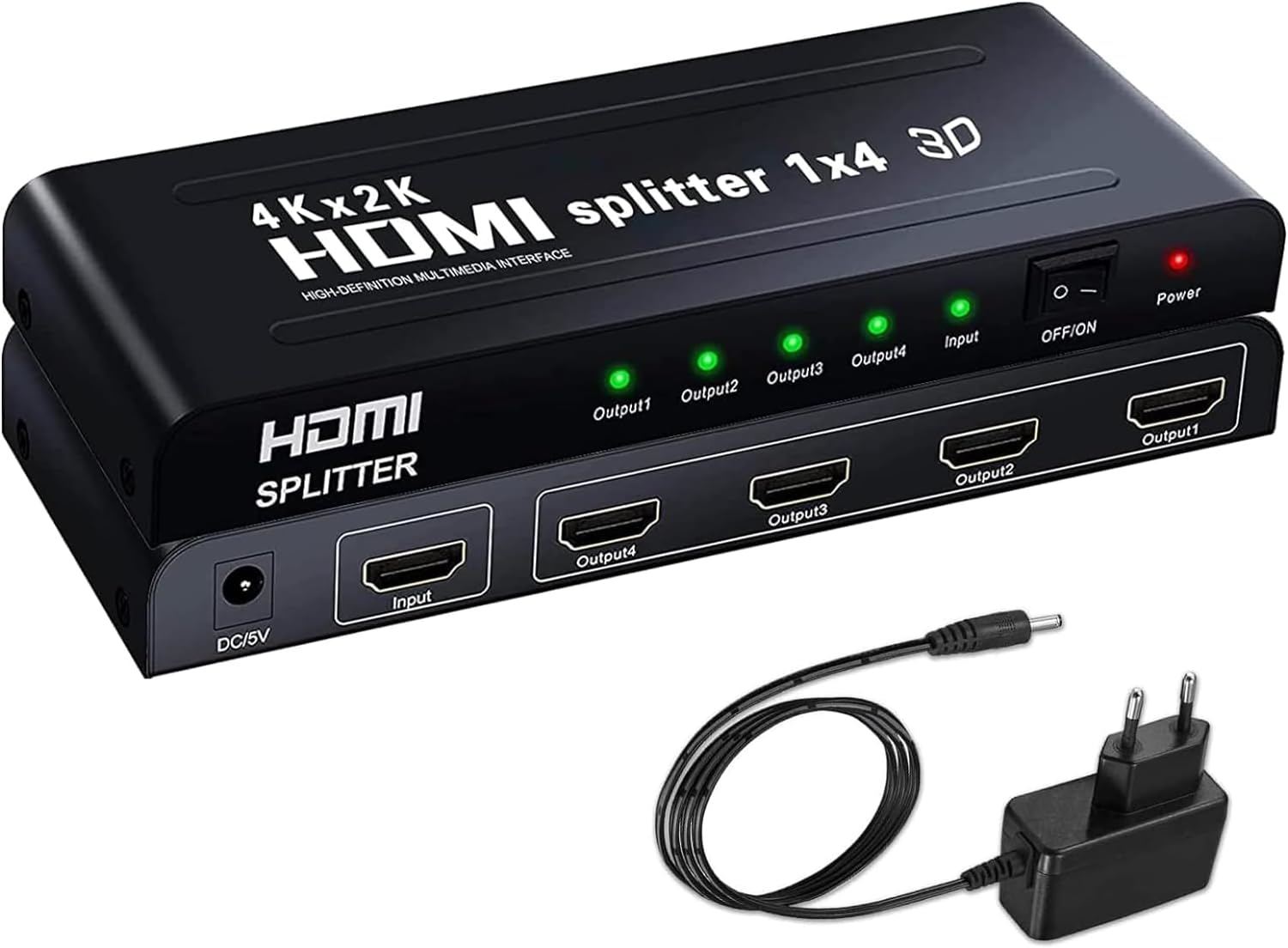 1x4 Splitter HDMI,Ozvavzk Répartiteur HDMI 3D 1 Entrée 4 Sorties ...