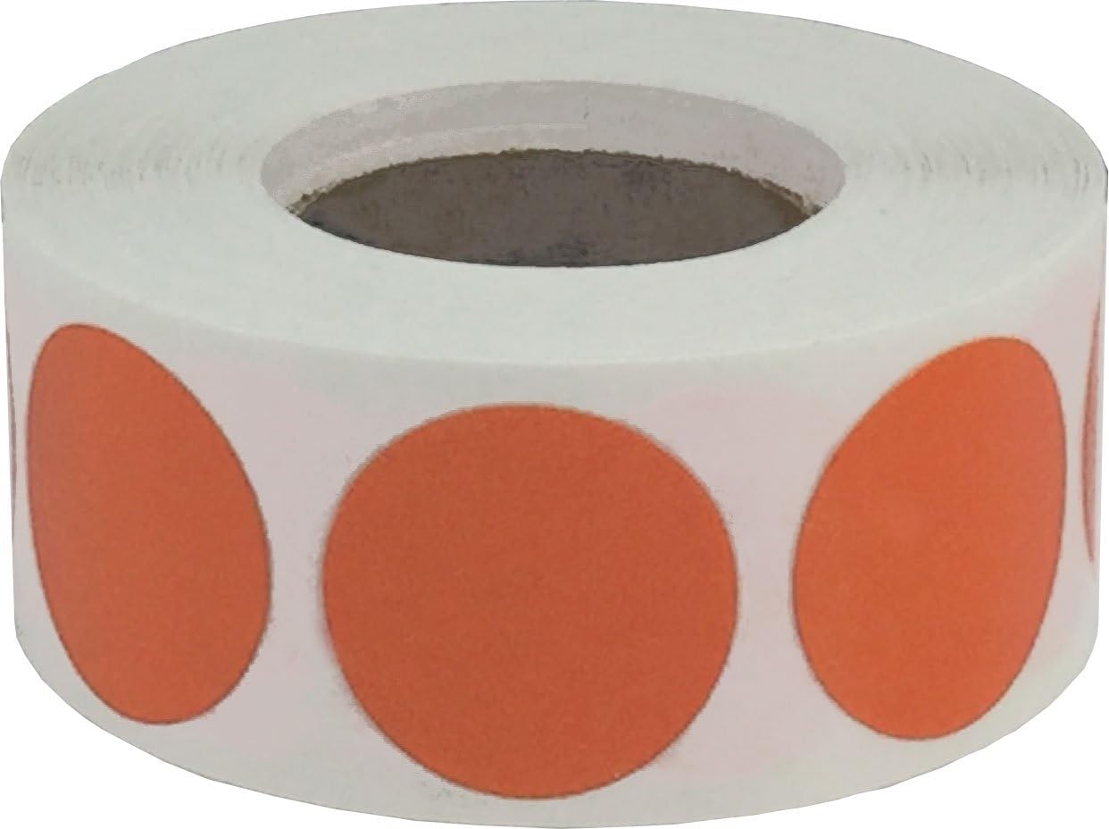 Orange Color Coding Dot Labels 19.1 mm 0.75 Inch Round 500 Count ...