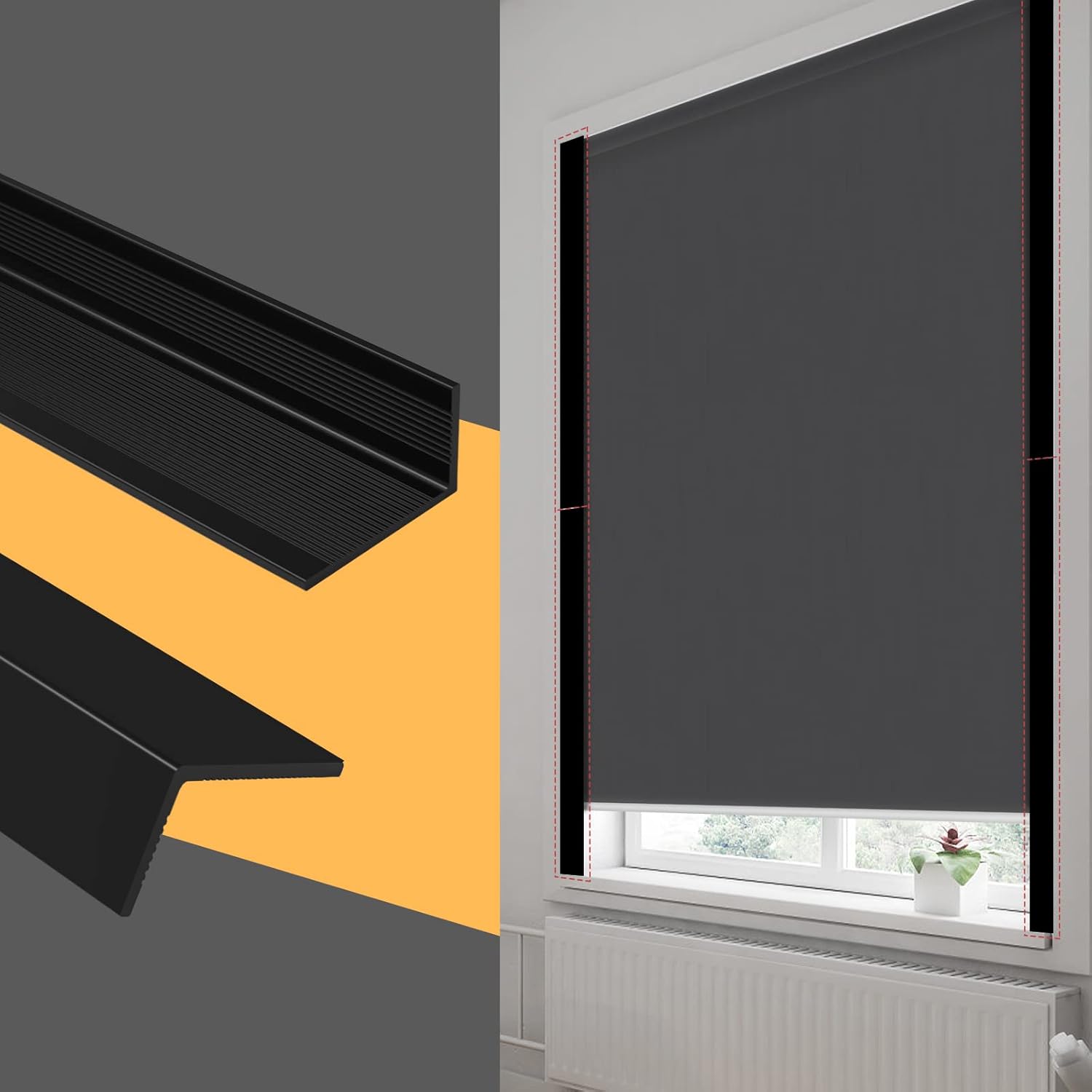 LUCKUP Window Light Blocker Blackout PVC Strips for Blinds Gap Side ...