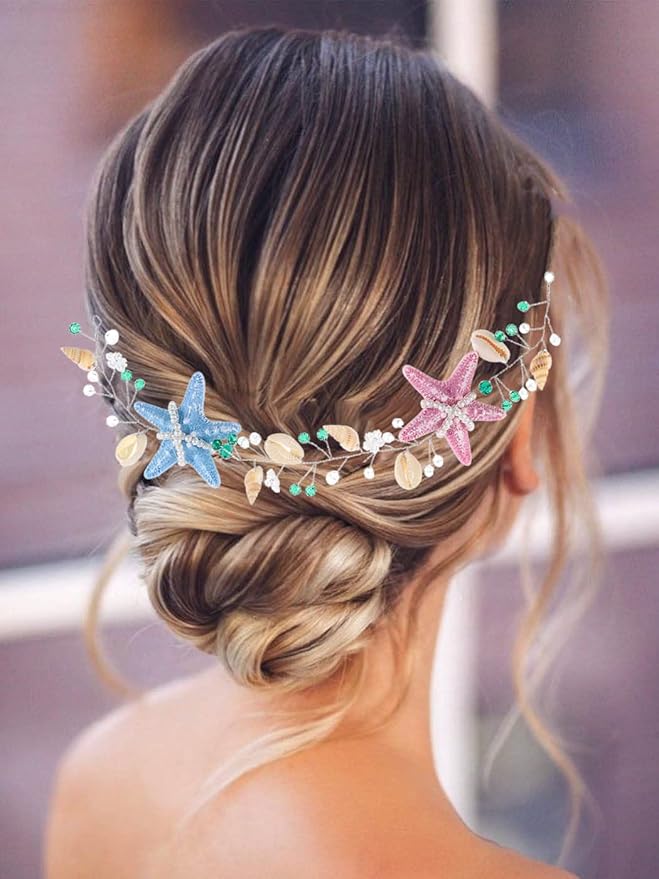 Amazon.com : Brishow Starfish Bride Wedding Hair Vine Beach Seashell ...