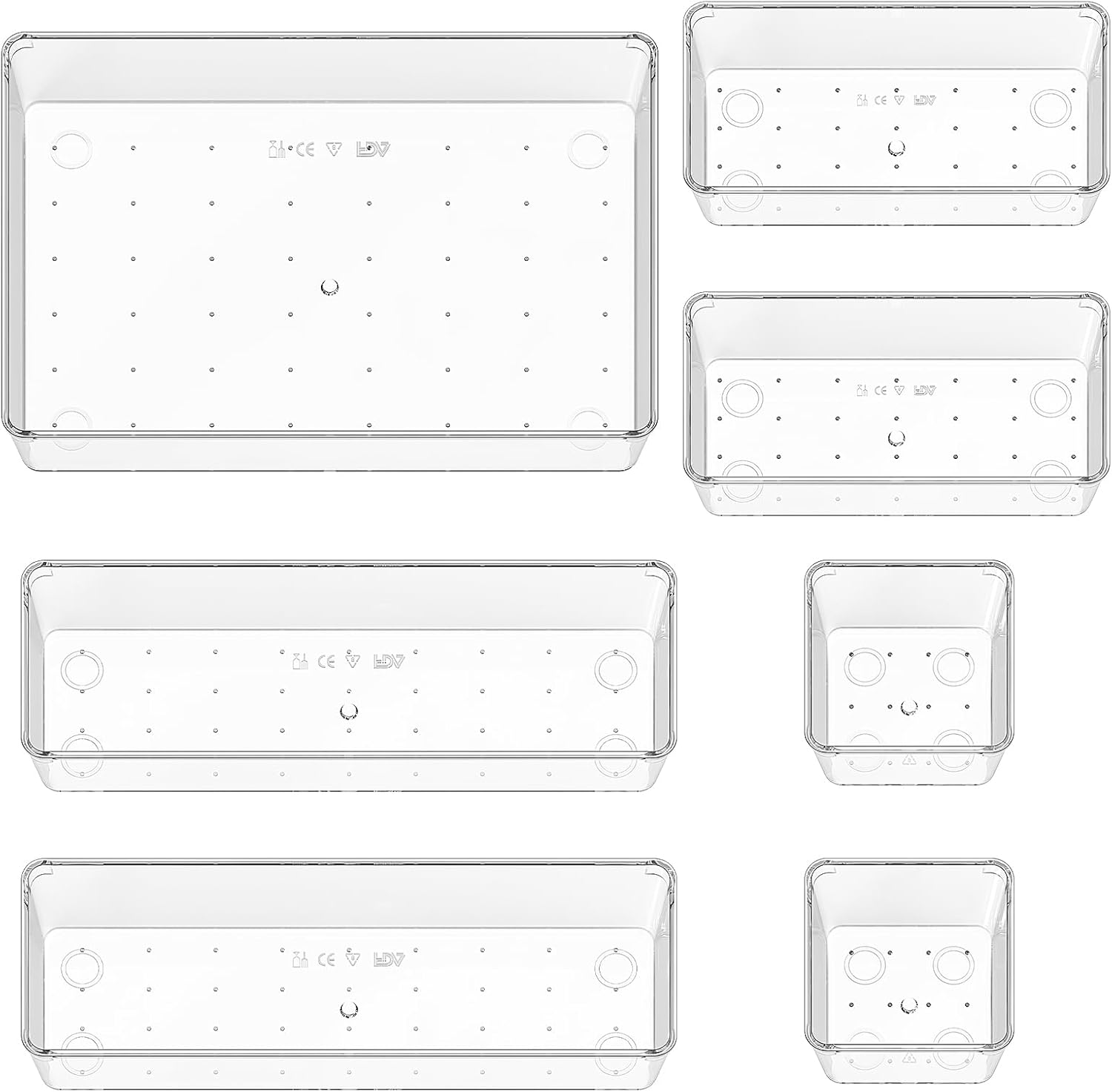 Amazon.com : VEXTHYX 7 Pieces Clear Plastic Drawer Organizers Set ...