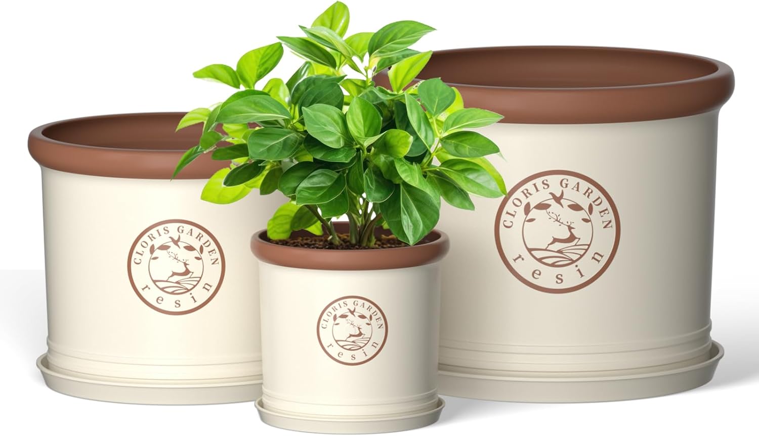 Amazon.com: FIASON Large Plastic Flower Pots Set of 3 Pack - 14.8/12/8 ...