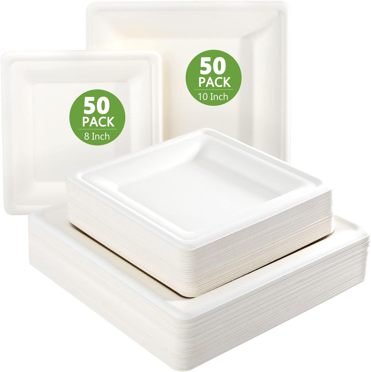 Amazon.com: WDF 100% Compostable Paper Plates Disposable - 100PCS ...