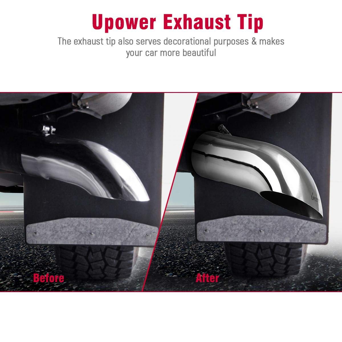 Upower Diesel Exhaust Tip 5" Inlet/Outlet 16" Long Turn Down Exhaust ...