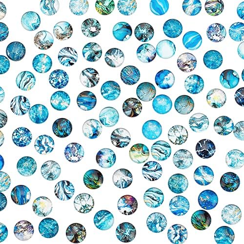PH PandaHall 120pcs Cabochon en Verre Imprimé Marbre, 12mm Demi-Rond ...