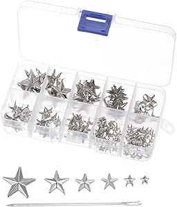Amazon.com: uxcell 120PCS Metal Star Studs Claw 5-Claw Silver Tone Hand Pressed Punk Studs Claw ...