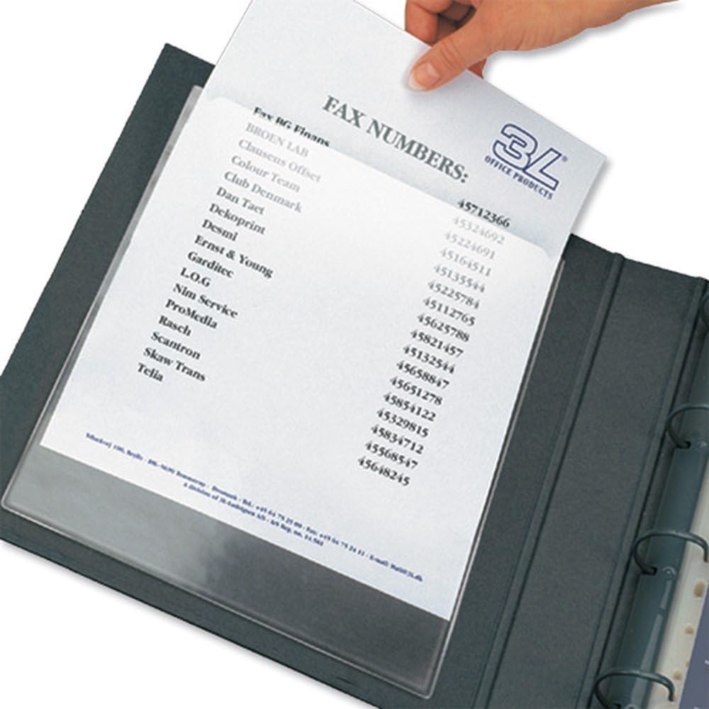3L 10092 Filing Pockets Polypropylene Full Size Self-adhesive A4 ...