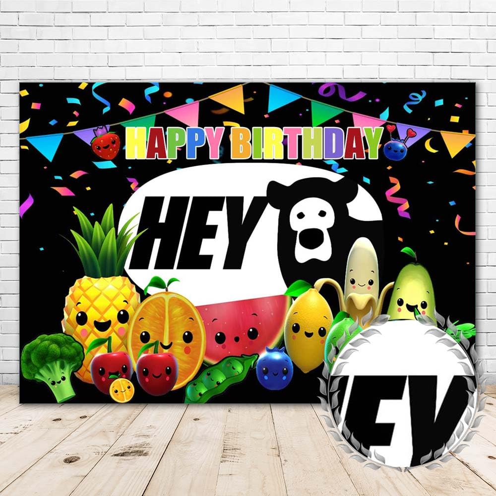 Colourful Hey Bear Sensory Fruit 1st Birthday Decorations Backdrop ...