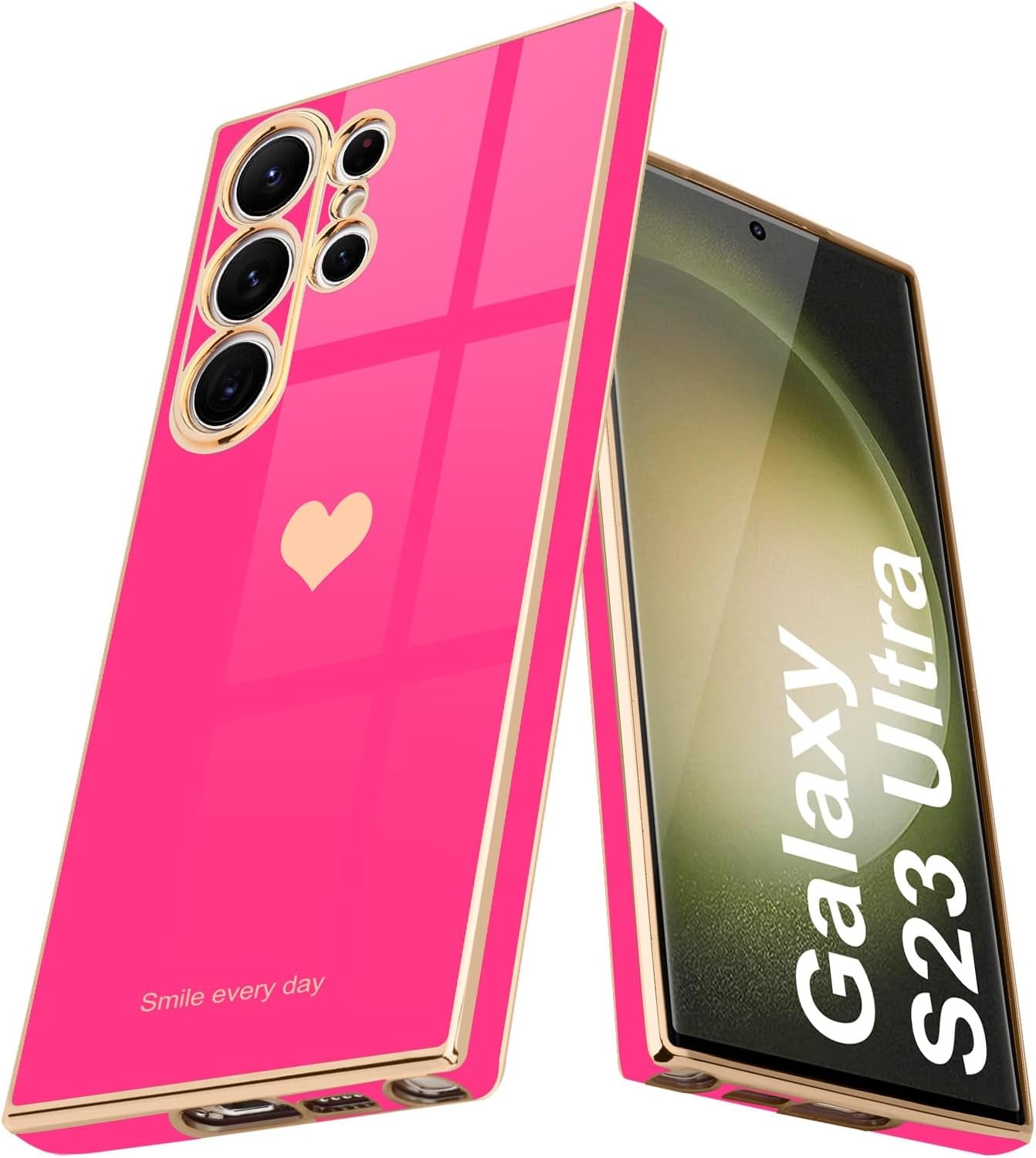 Amazon.com: Teageo for Samsung Galaxy S23 Ultra Case for Women Girl Cute Love-Heart Luxury Soft ...