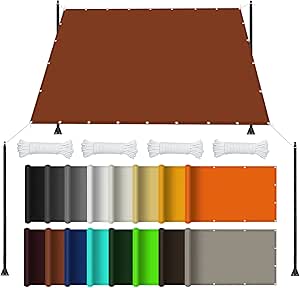 Large 4.5 x 9 m Sun Shade Sail with Free Rope Rust Red Outdoor Patio ...