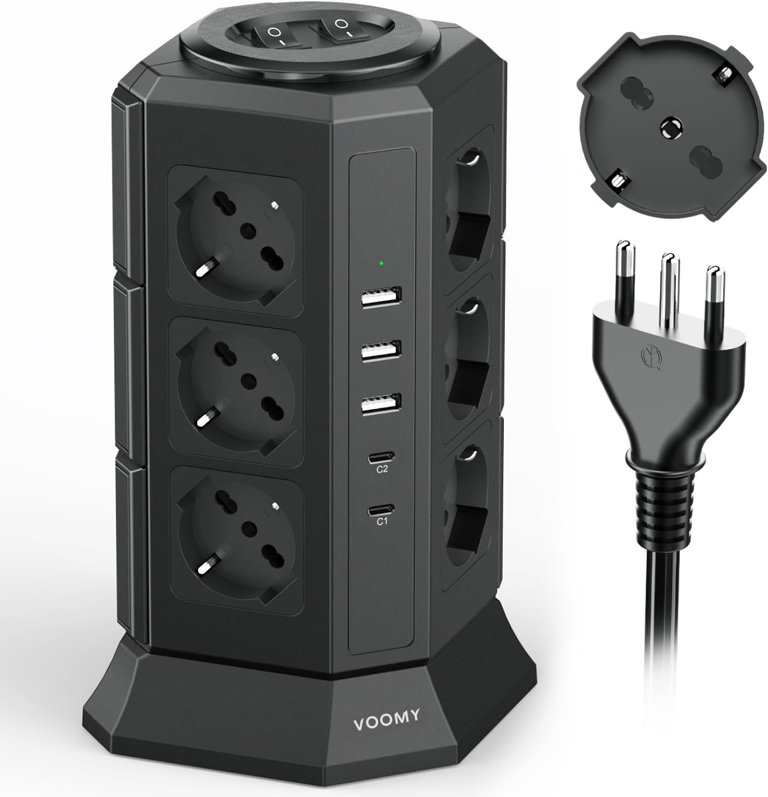 VOOMY Multipresa Verticale con 12 Prese Universali ITA (4000W 10/16A ...