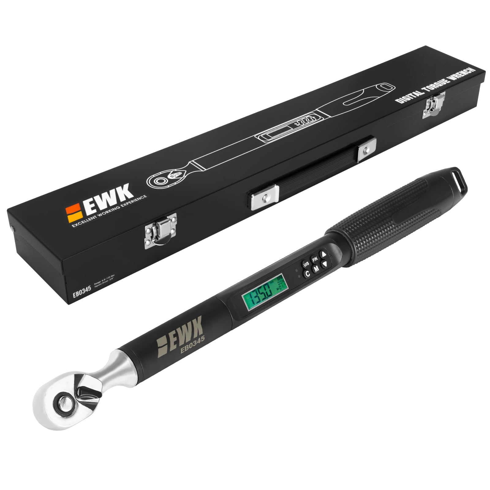 EWK 3/8-inch Drive Digital Torque Wrench 5-100 ft-lbs (6.8-135 Nm ...