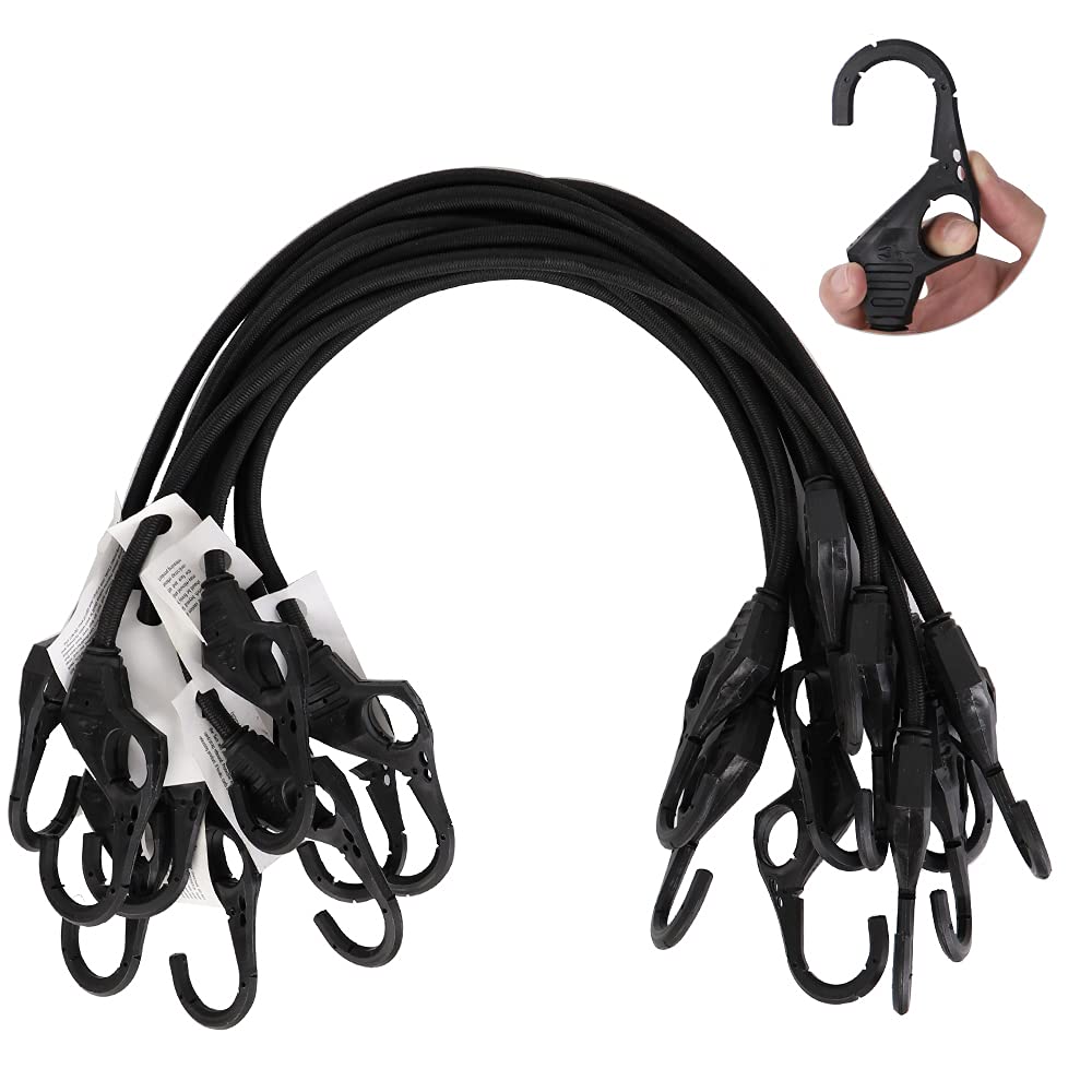 XSTRAP STANDARD 10PK Bungee Cords with Finger-Hole Design Hooks Ensures ...