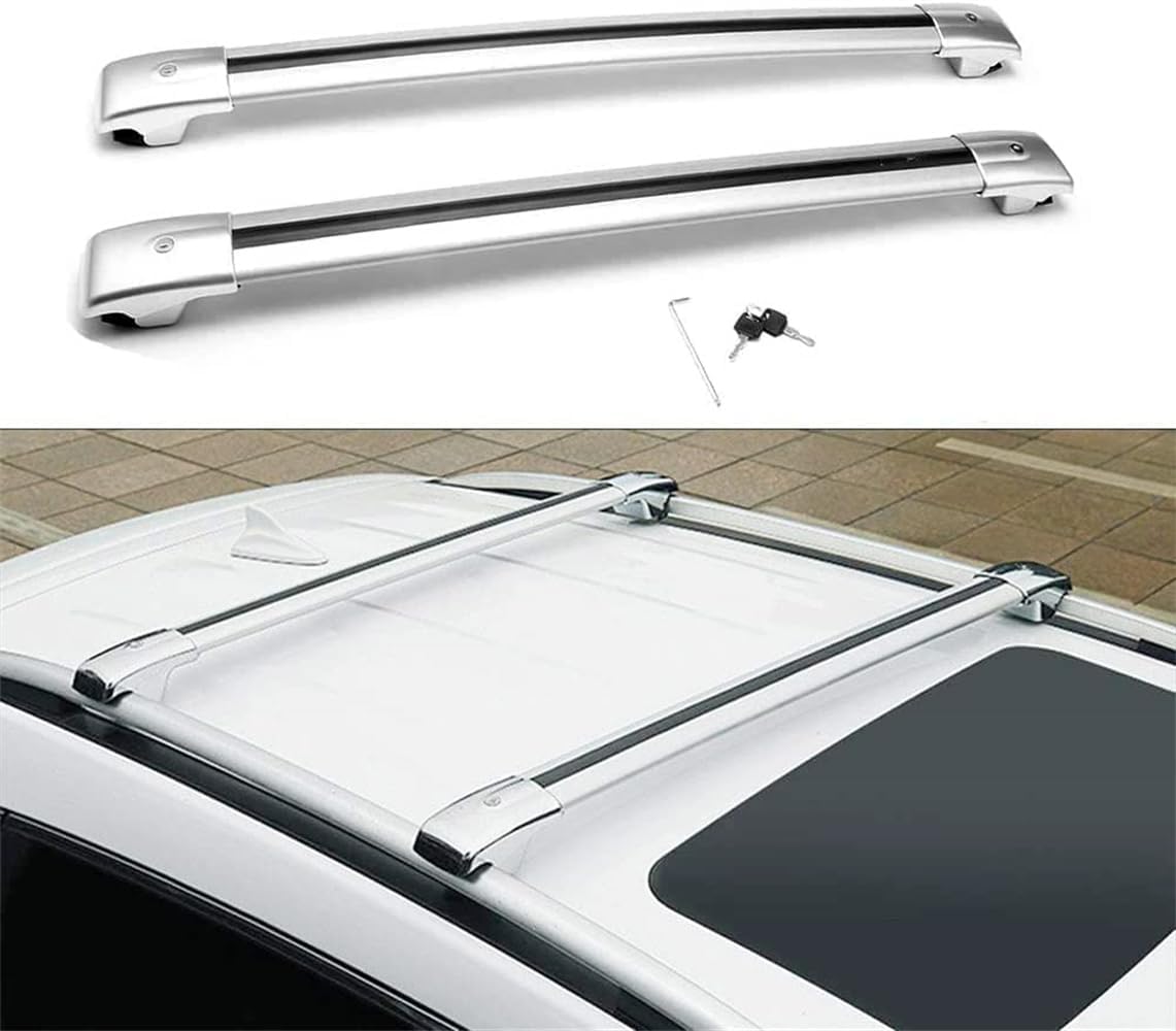 Amazon.com: 2Pcs Aluminum Lockable Roof Rail Racks Cross Bars Crossbars ...