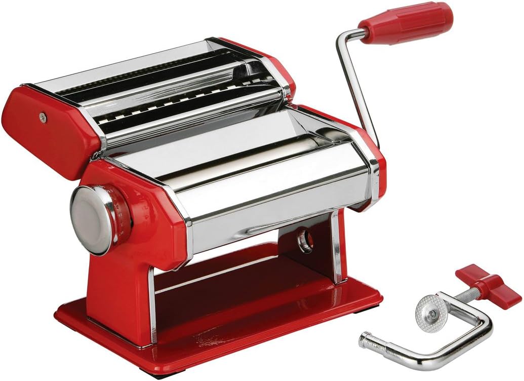 Red Pasta Maker Chrome Steel Pasta Machine Kitchen New : Amazon.co.uk ...