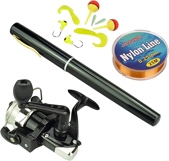 Amazon.com : MultiOutools Pen Fishing Pole 38 Inch Mini Pocket Fishing ...