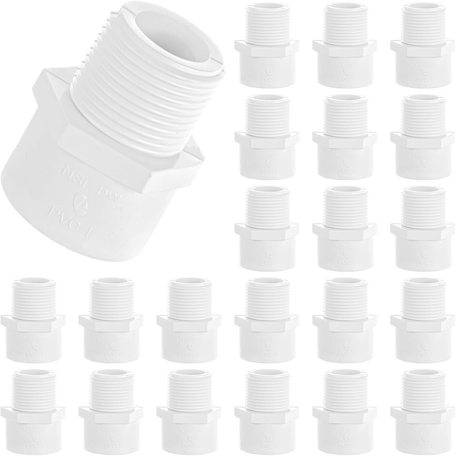 Amazon.com: DIRBUY 20 Pack 1-Inch PVC Threaded Male Adapter Pipe ...