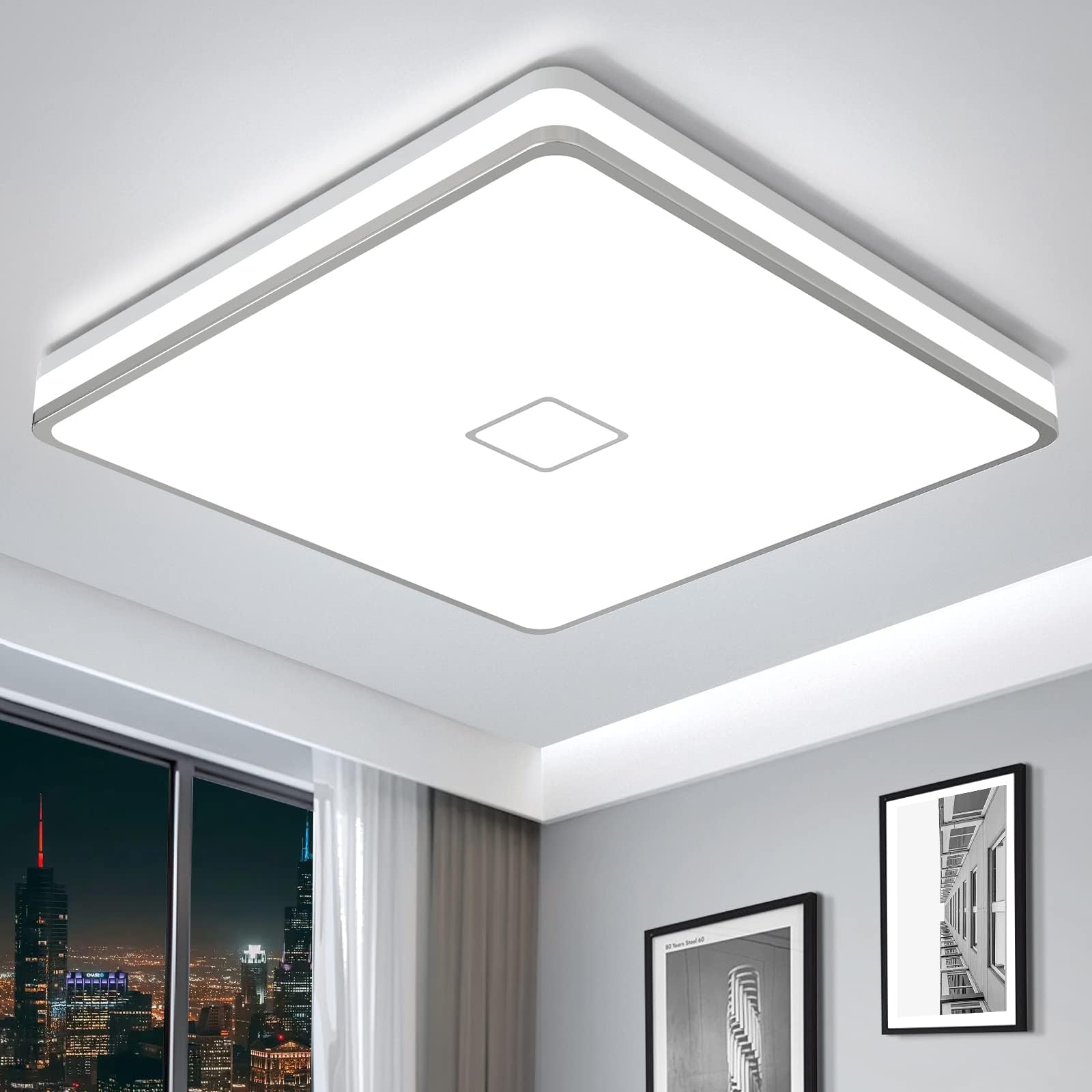 Airand LED Ceiling Light Fixtures Flush Mount 12.8inch 24W Bright White ...