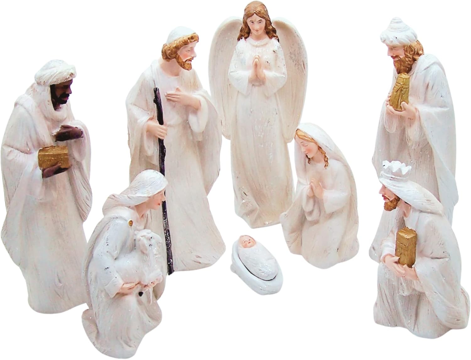 Amazon.com: White Nativity Christmas Set, 8 Pieces, Freestanding ...