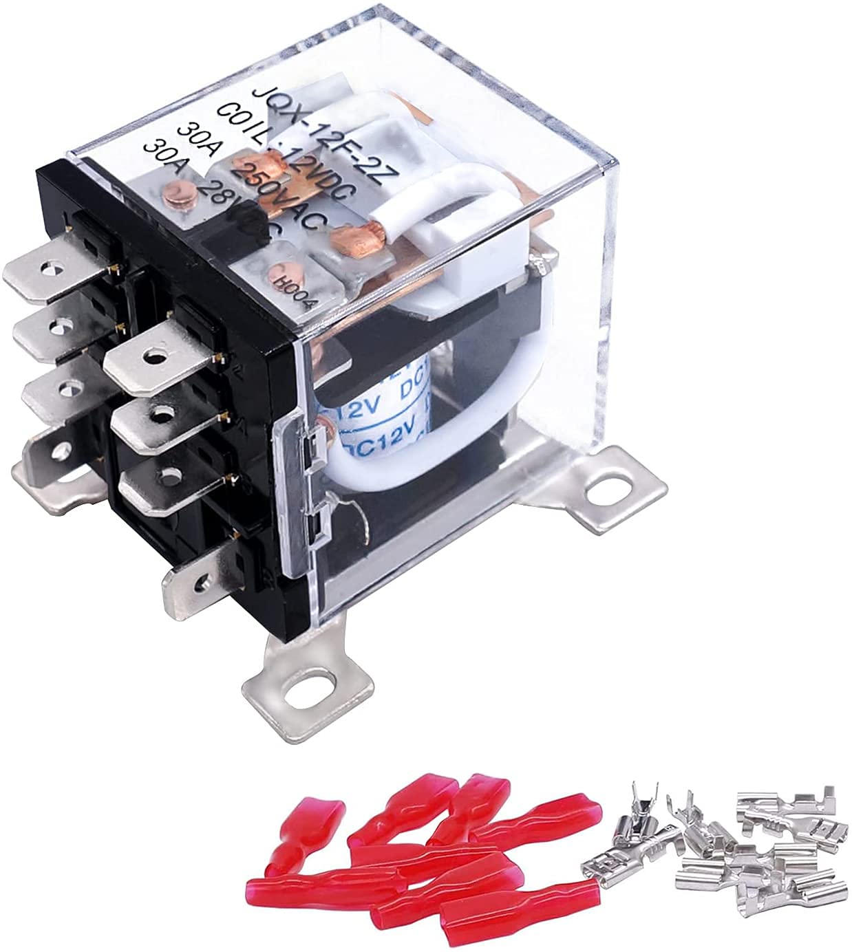 Taiss/JQX-12F 2Z DC 12V Coil Electromagnetic Power Relay 8 Pin 30A DPDT 2NO 2NC General Purpose ...