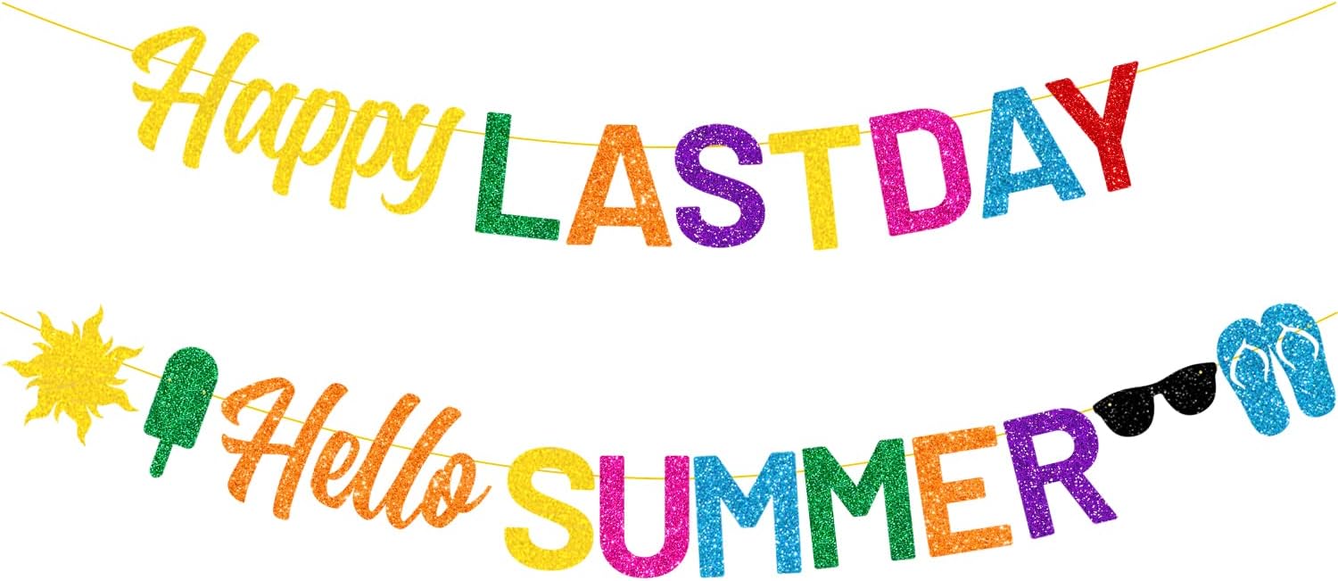 Amazon.com: School's Out for Summer Banner Summer Party Decorations End ...