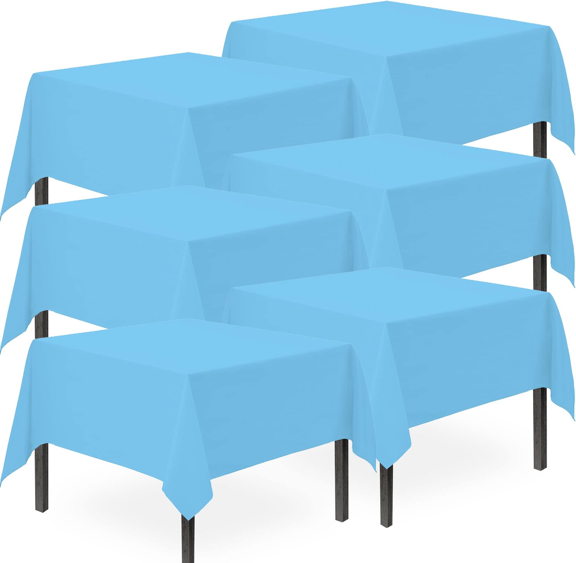 SOL 6pk Blue Table Cloths Party | 121 x 121cm | Reusable Blue Plastic ...