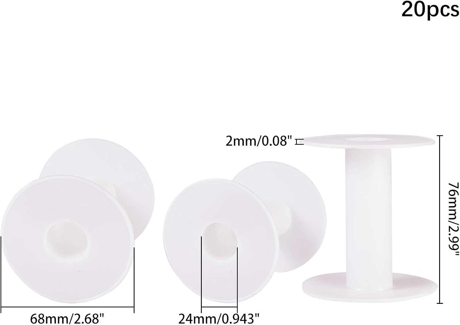 PandaHall 20pcs 3 Inches Plastic Empty Spools Wire Spools Thread String ...
