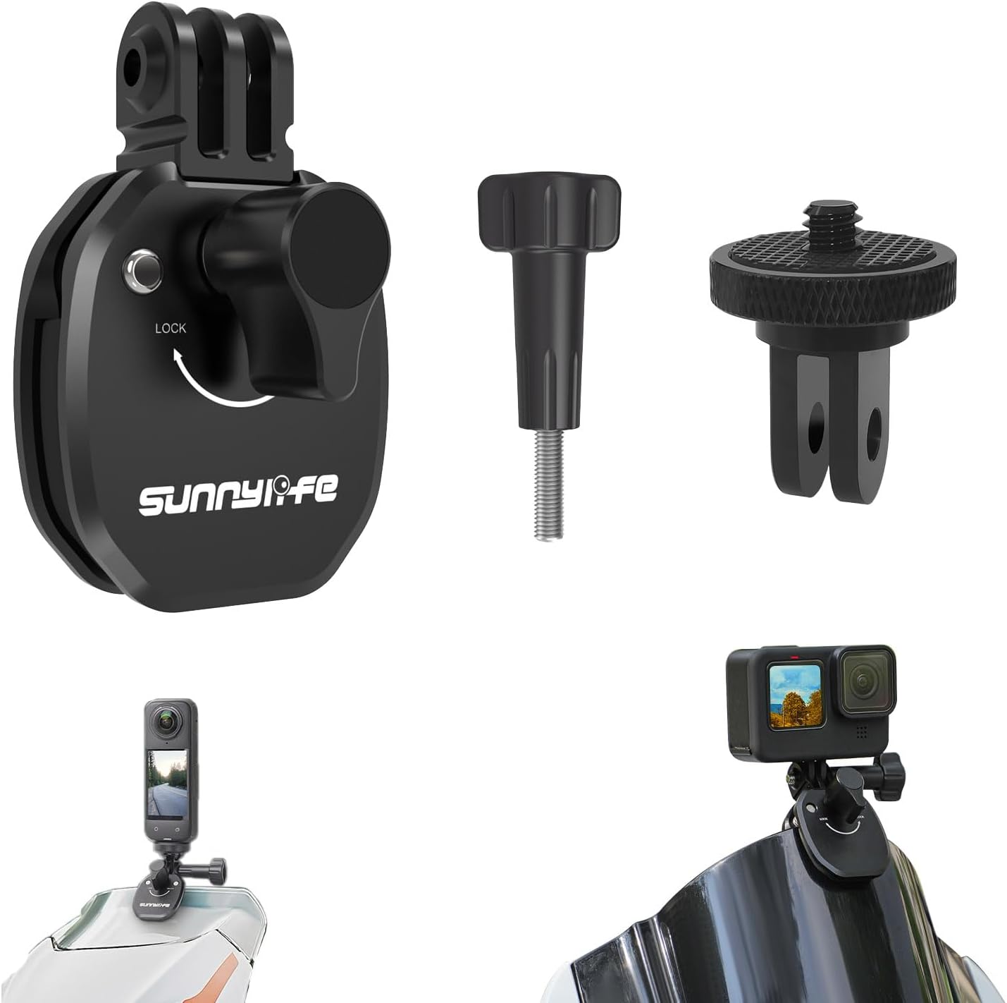 Amazon.com: Aluminum Motorcycle Windshield Mount Clamp Clip Compatible ...