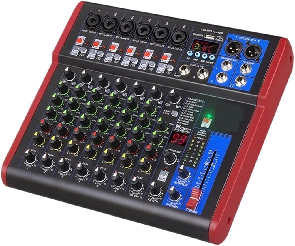 Mixeur audio, interface de mixage 8 canaux pour console de mixage DJ ...