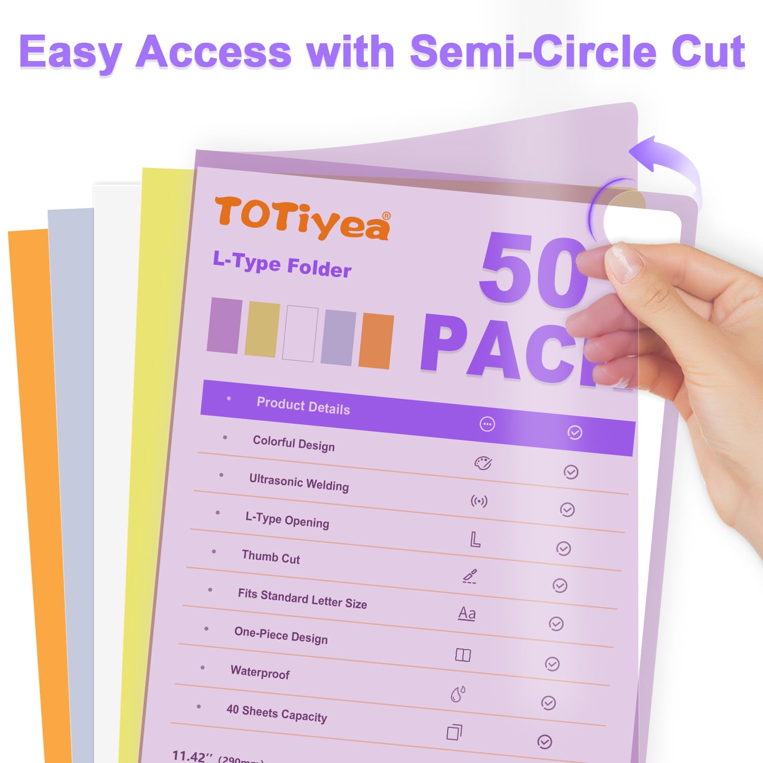 Snapklik.com : 50 Pack Clear Folder, Plastic L-Type Folders, Clear ...