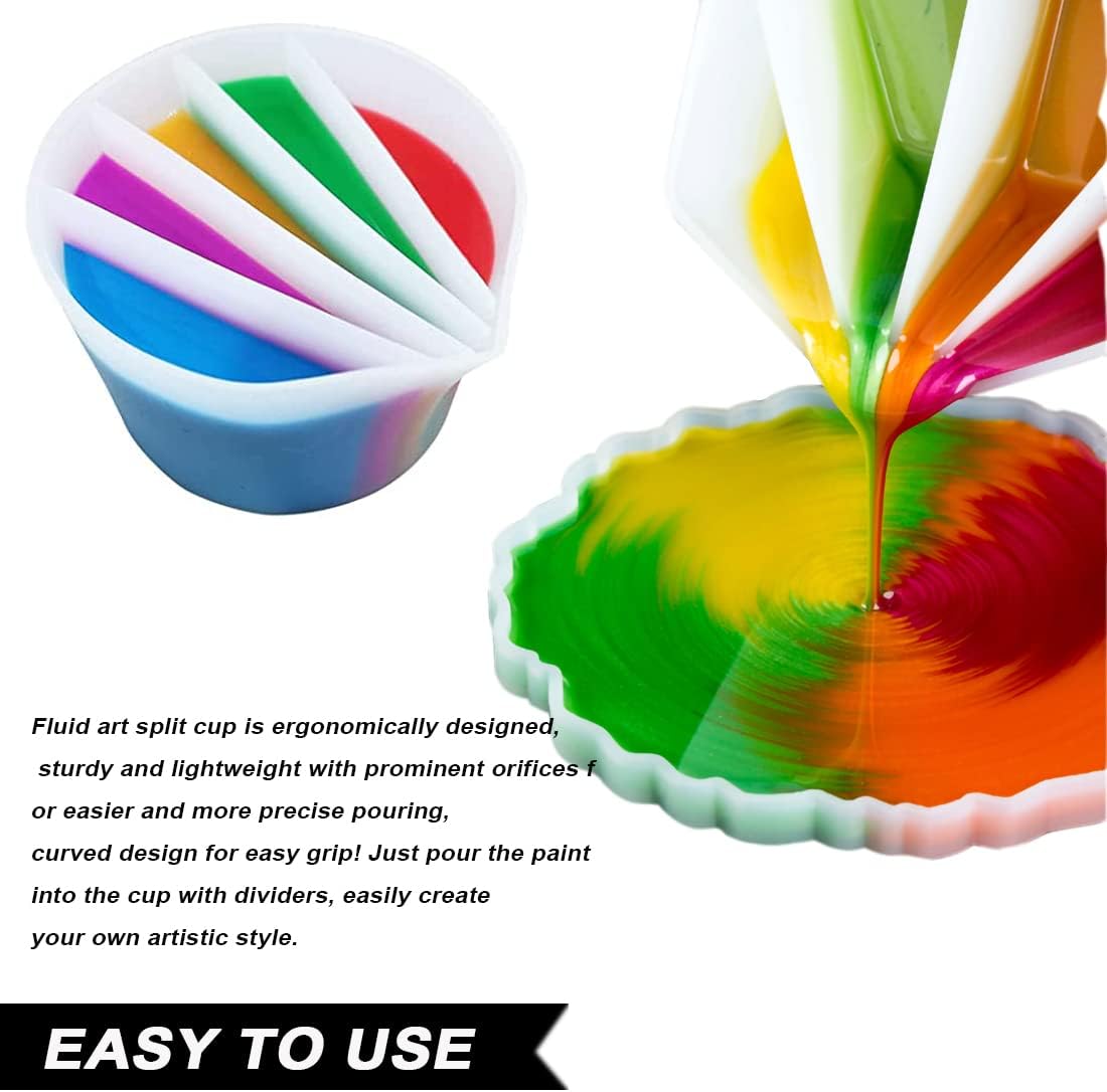 Paquete de 4 vasos divididos para verter pintura + 2 barras de ...