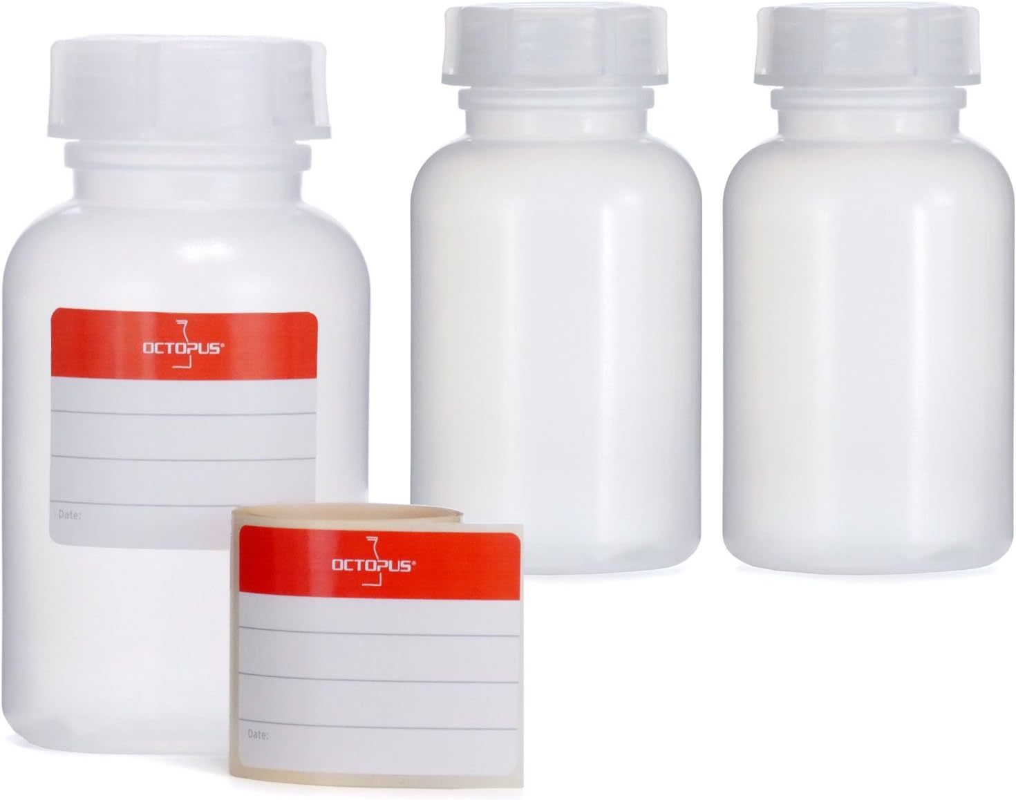 3x Wide-Neck Bottles Made of LDPE with Screw Closure, Chemical Bottle ...
