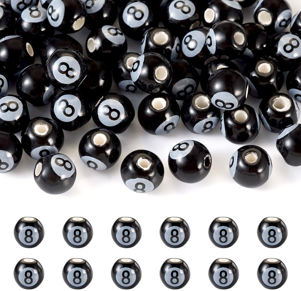 Amazon.com: Elecrelive 50pcs 8 Ball Billiard Beads 8mm Ceramics Pool ...